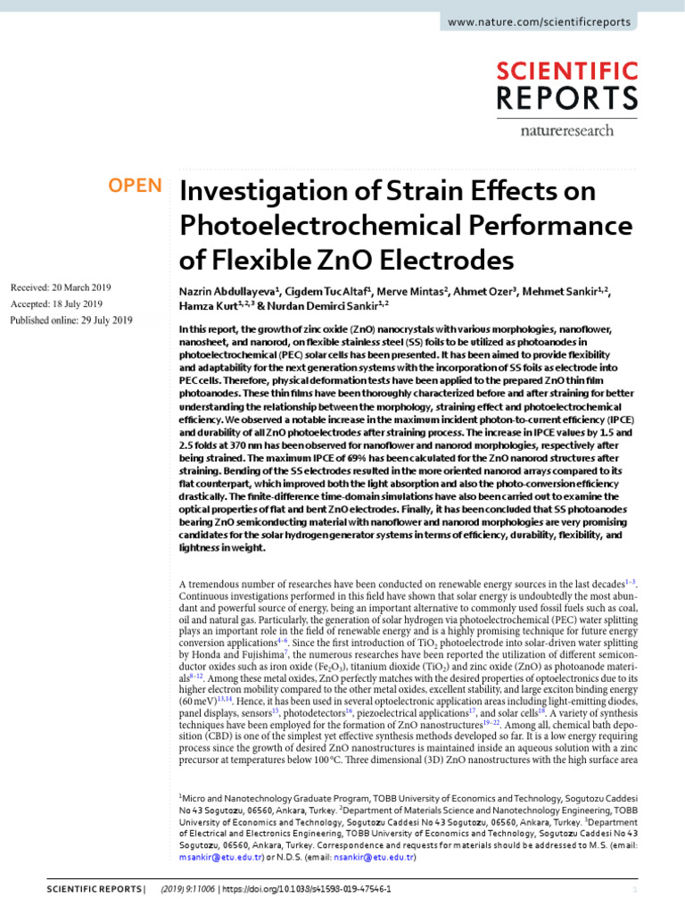Flexible ZnO Electrodes | PDF | Zinc Oxide | X Ray Crystallography
