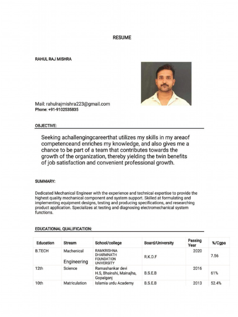 Resume Rahul Raj Mishra | PDF