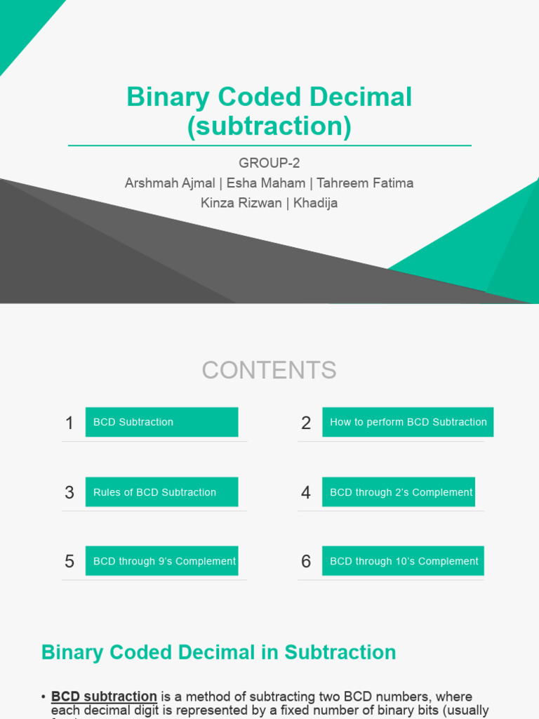 Binary Coded Decimal SUBTRACTION | PDF | Binary Coded Decimal | Subtraction