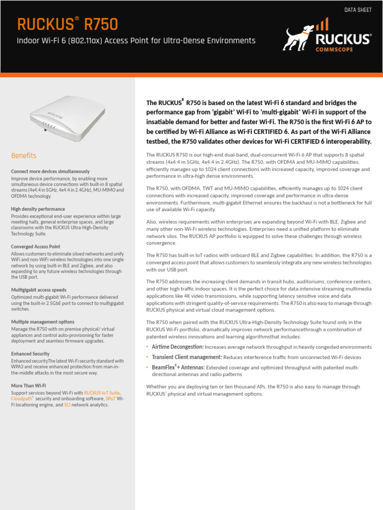 RUCKUS R750 Data Sheet | Download Free PDF | Wi Fi | Ieee 802.11