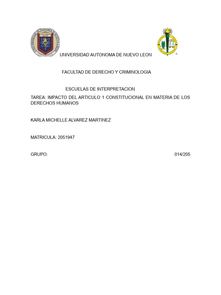 Impacto Del Articulo 1 Constitucional En Materia De Los Derechos