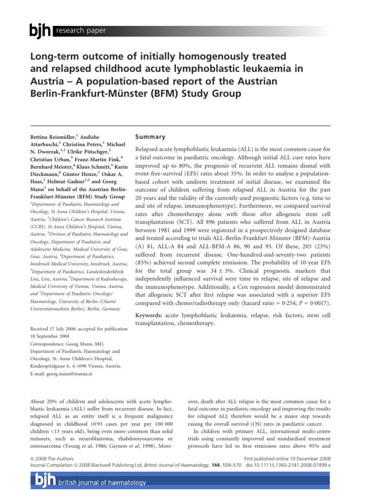 Rez BFM Rez 2009 | PDF | Hematopoietic Stem Cell Transplantation | Leukemia