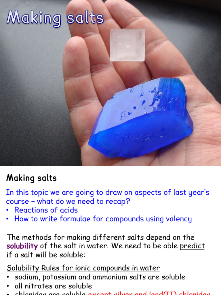 Igcse Making Salts | PDF | Solubility | Salt (Chemistry)