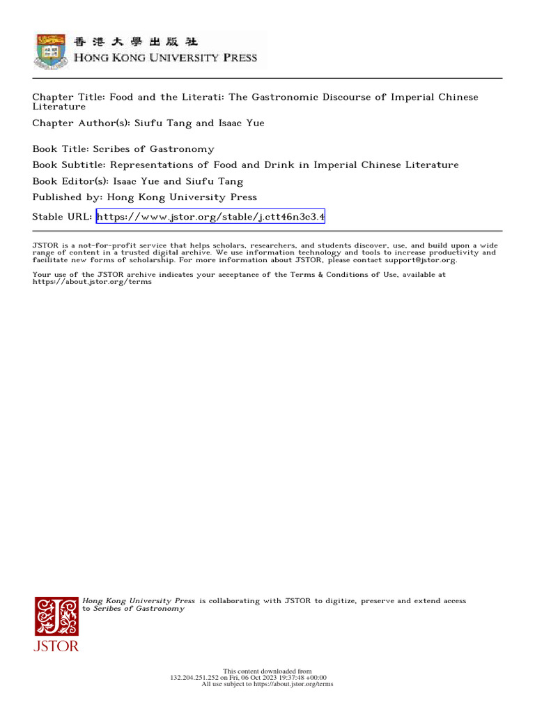 Food And The Literature Pdf Confucianism Poetry