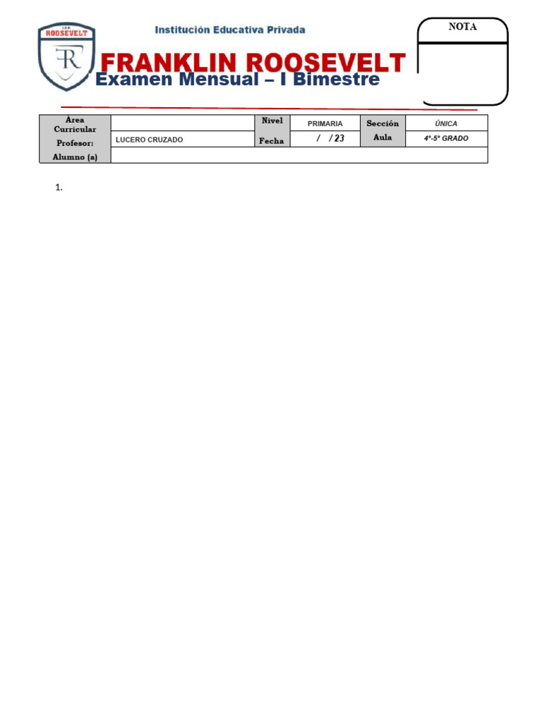 Plantilla Examen Franklin Roosevelt | PDF