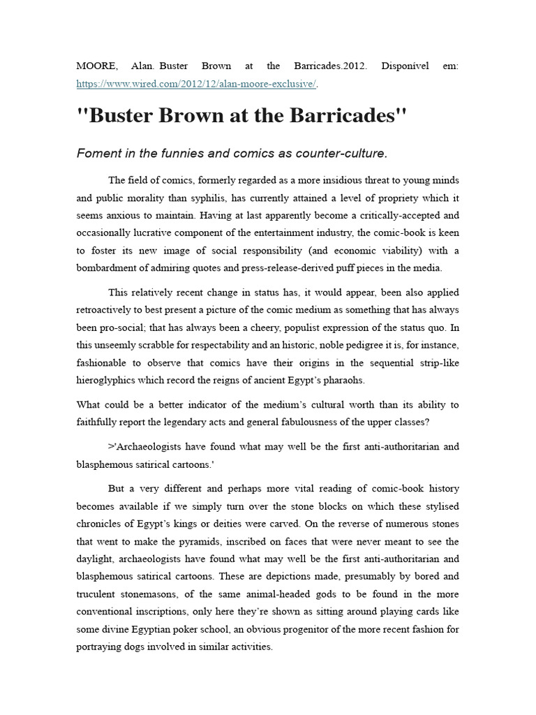 MOORE, Alan. Buster Brown at The Barricades | PDF | Cartoon