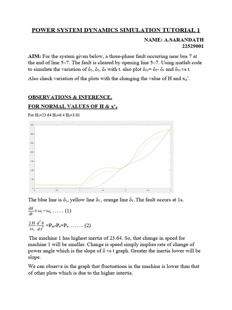 POWER SYSTEM DYNAMICS SIMULATION TUTORIAL 1 | PDF | Slope | Electrical Engineering