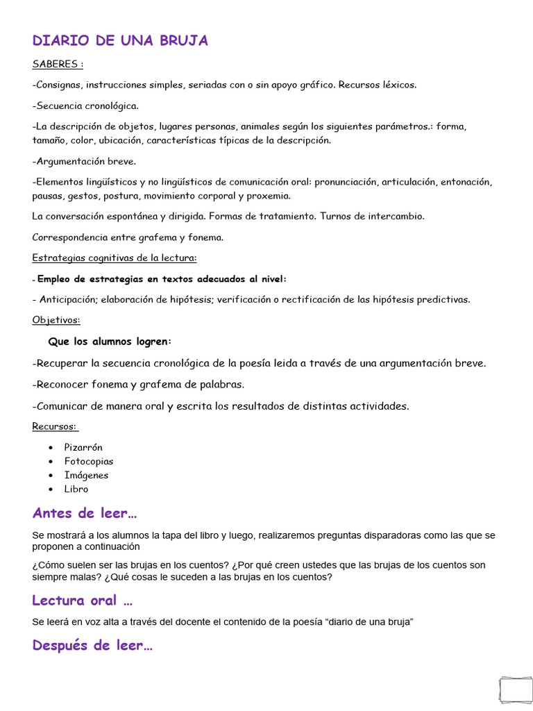 Proyecto de Brujas | PDF | Escritura | Sílaba