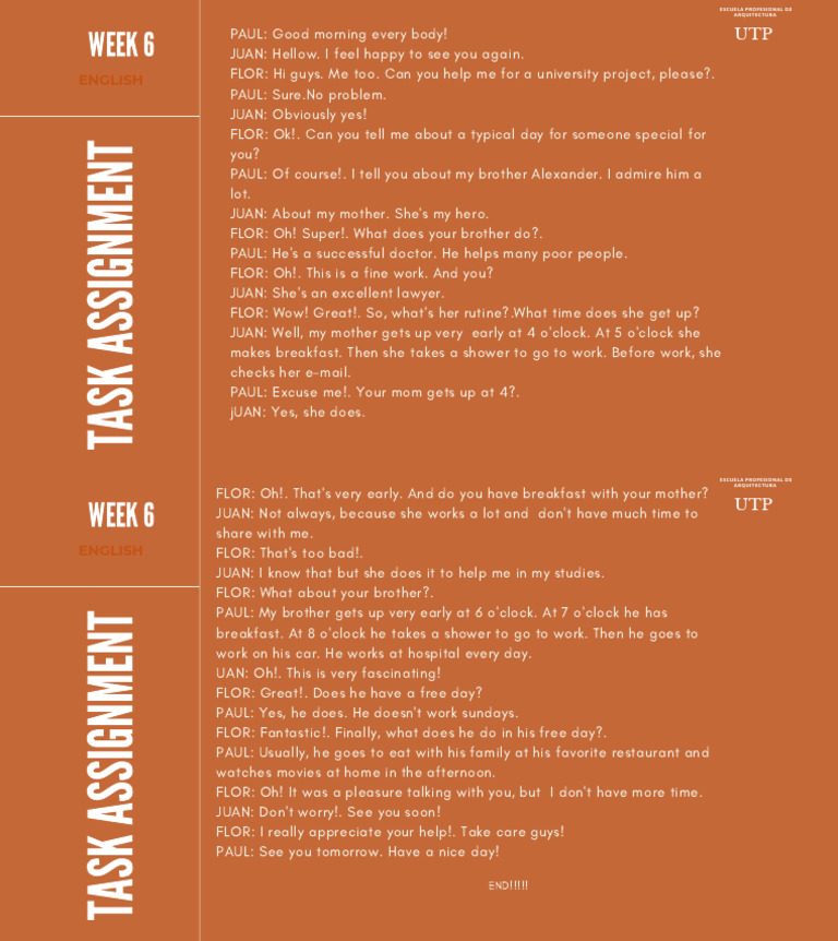 Week 6 Task English | PDF