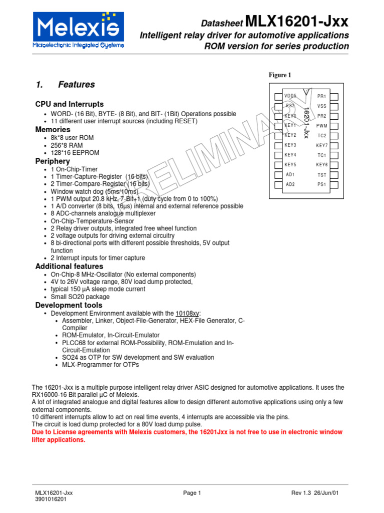 MLX16201-MelexisMicroelectronicSystems | PDF | Read Only Memory | Relay