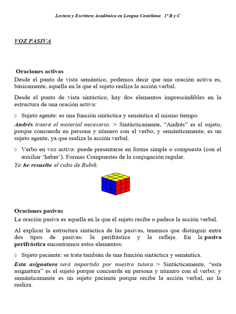 VOZ PASIVA Teoría | PDF | Verbo | Asunto (gramática)