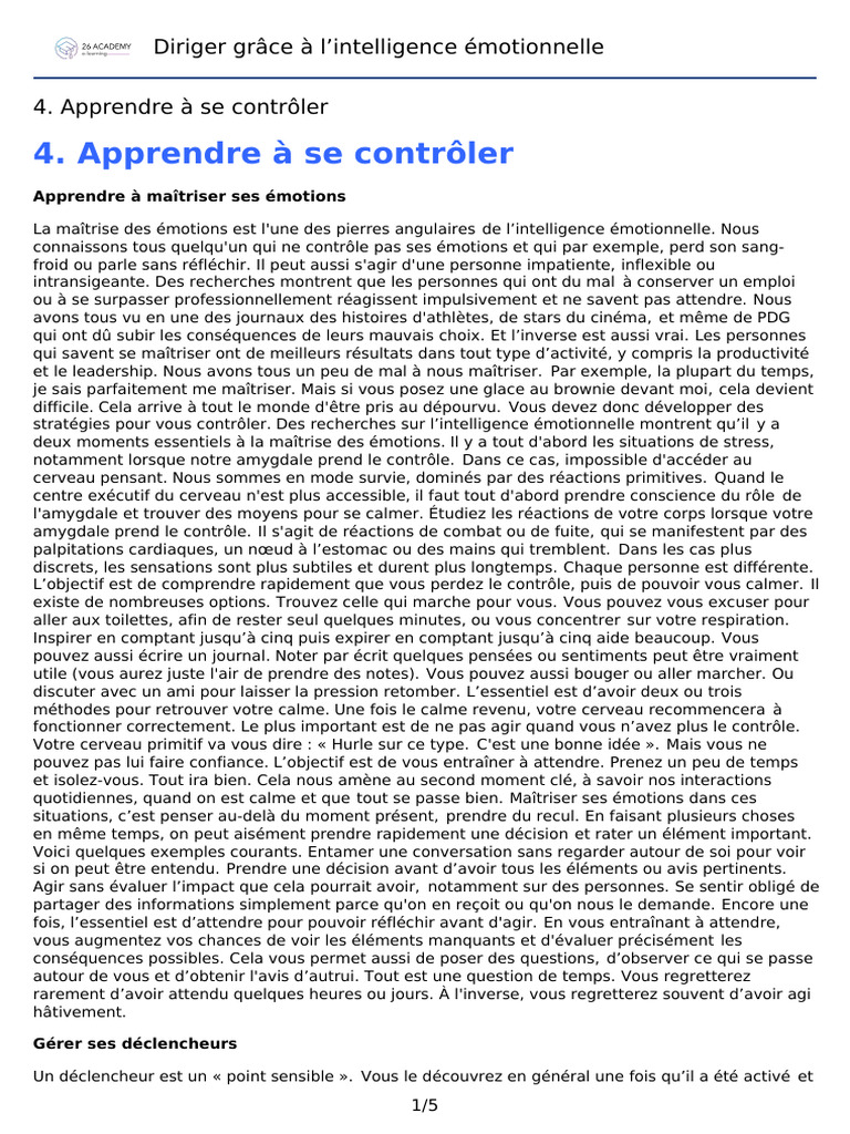 Apprendre À Se Contrôler | PDF | Émotions | Apprentissage
