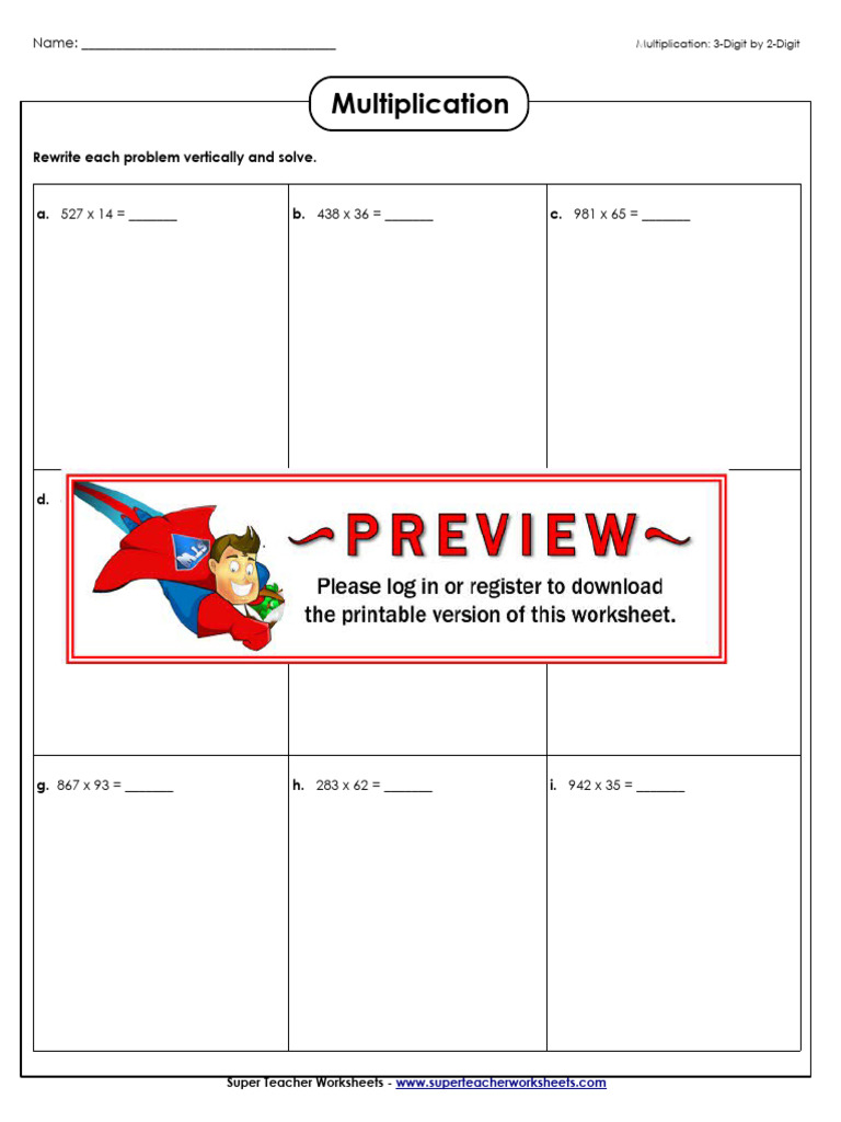 Horizontal Multiplication 3 Digit by 2 Digit | PDF