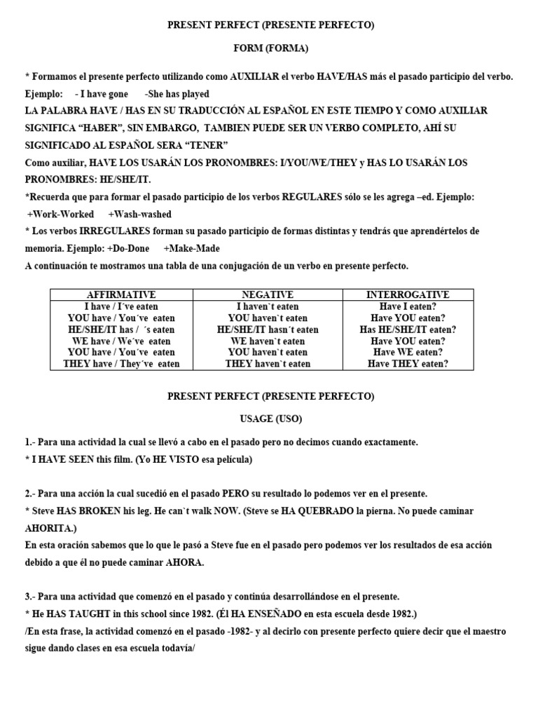 PRESENT-PERFECT | PDF | Language Mechanics | Grammar