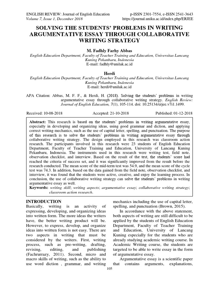 Collaborative Writing in Argumentative Essays | PDF | Essays | Verb