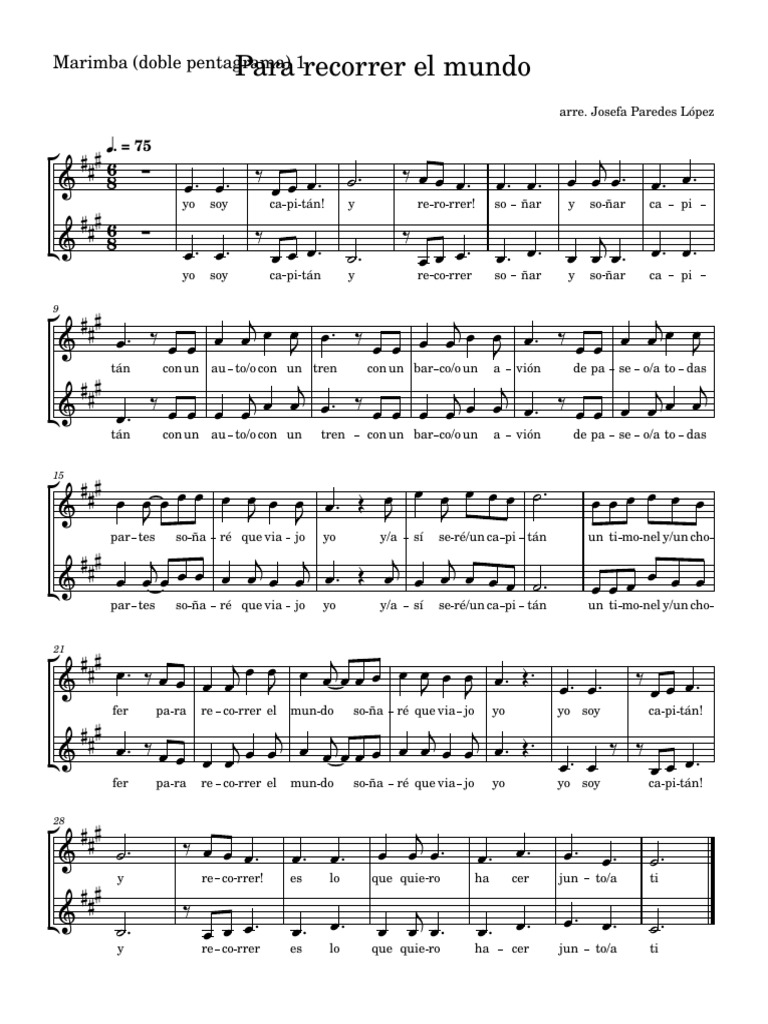 Para recorrer el mundo 1-Marimba_(doble_pentagrama)_1 | PDF