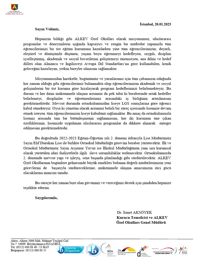 Yonetimsel Degisiklik Veli Yazisi | PDF