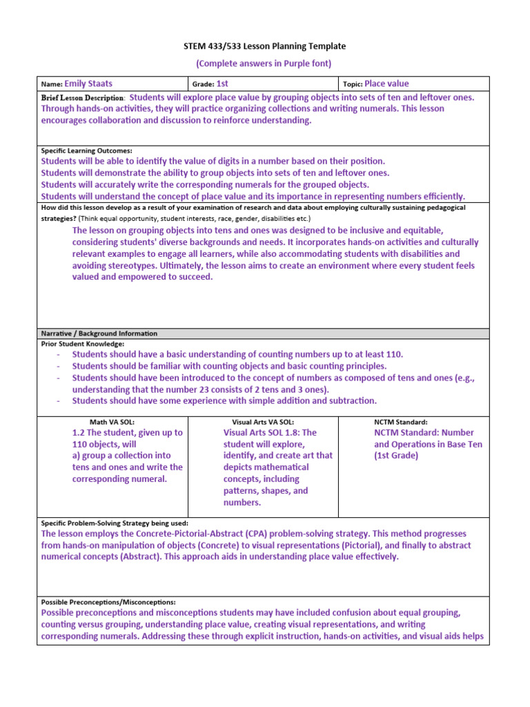 Math 5e Lesson Planning Template | PDF | Differentiated Instruction ...