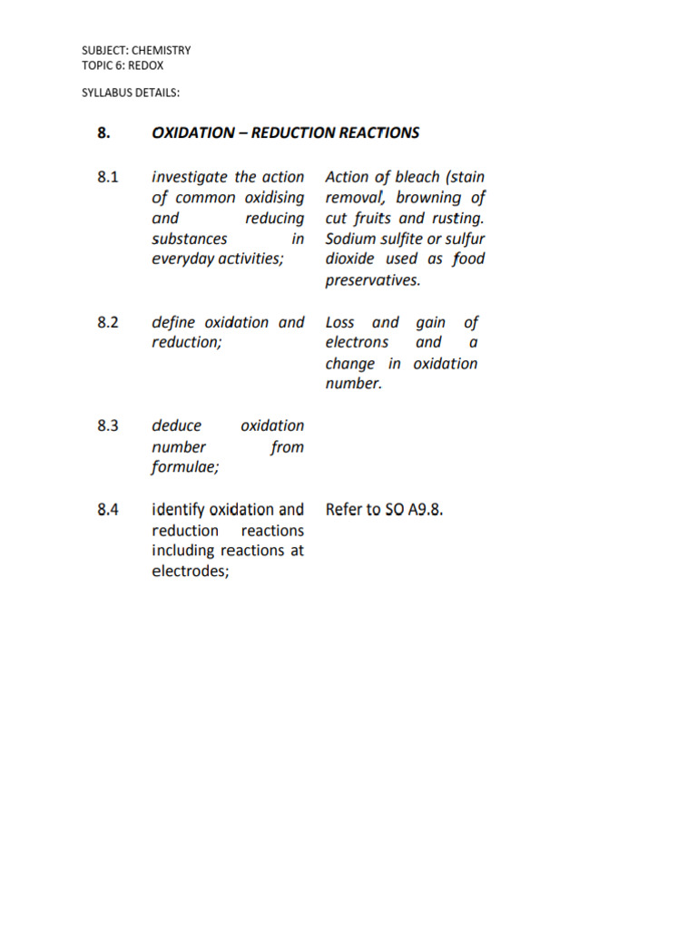 Topic 6 Redox Solution | PDF | Redox | Oxidizing Agent