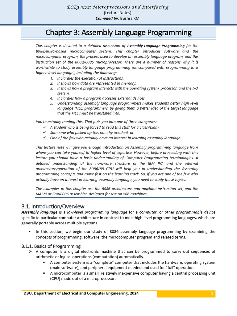 Ch3 ALP Part1 | PDF | Assembly Language | Computer Program