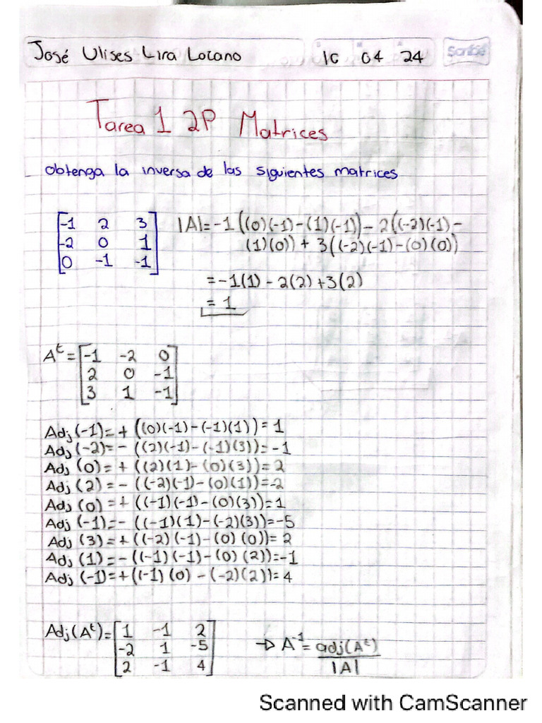 Tarea 1 2p Matriz Inversa y Metodo de Ga | PDF
