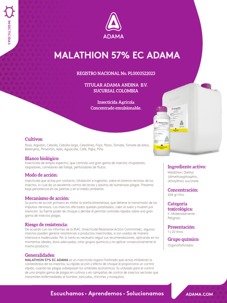 FICHA TECNICA MALATHION v-012024 - 0 | PDF | Insectos | Insecticida