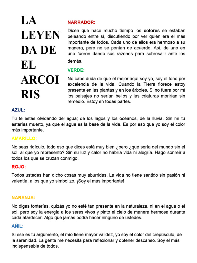 LA LEYENDA DEL ARCOIRIS | PDF