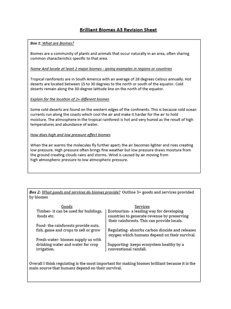 Biomes A3 Revision Guide | PDF