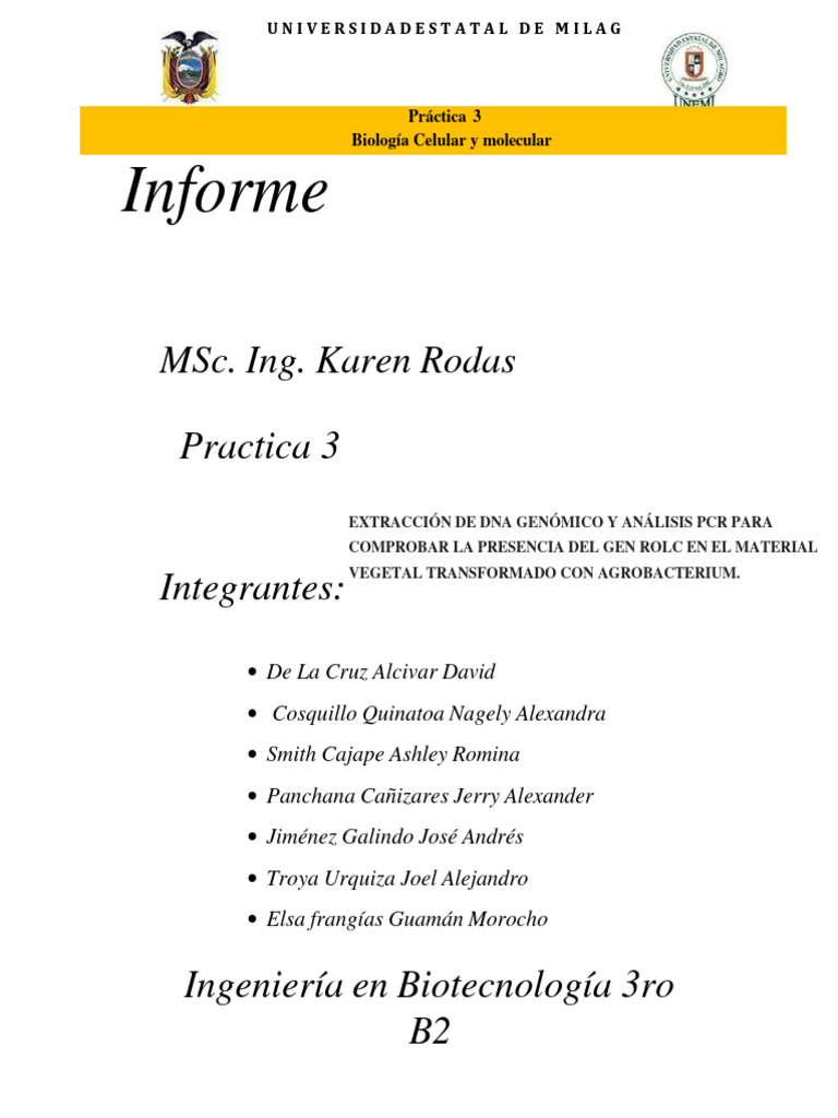 Practica 3 Biologia Celular - Docx 45 (1) (2) .Docx 345 | PDF | Reacción en cadena de la ...