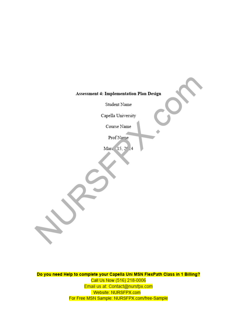NURS FPX 6030 Assessment 4 Implementation Plan Design | PDF | Virtual Reality | Simulation