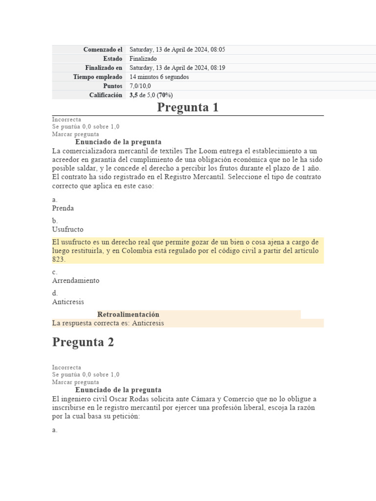 Examen 2 Derecho Mercantil | PDF