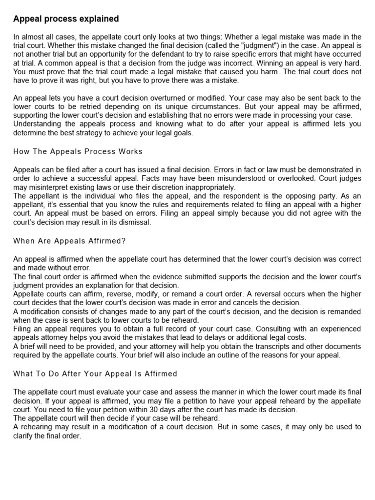 Understanding the Appeals Process | PDF | Appeal | Certiorari