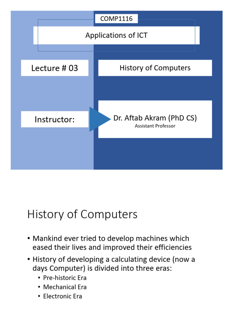 Lecture#3-History of Computers | PDF | Computer Data Storage | Calculator
