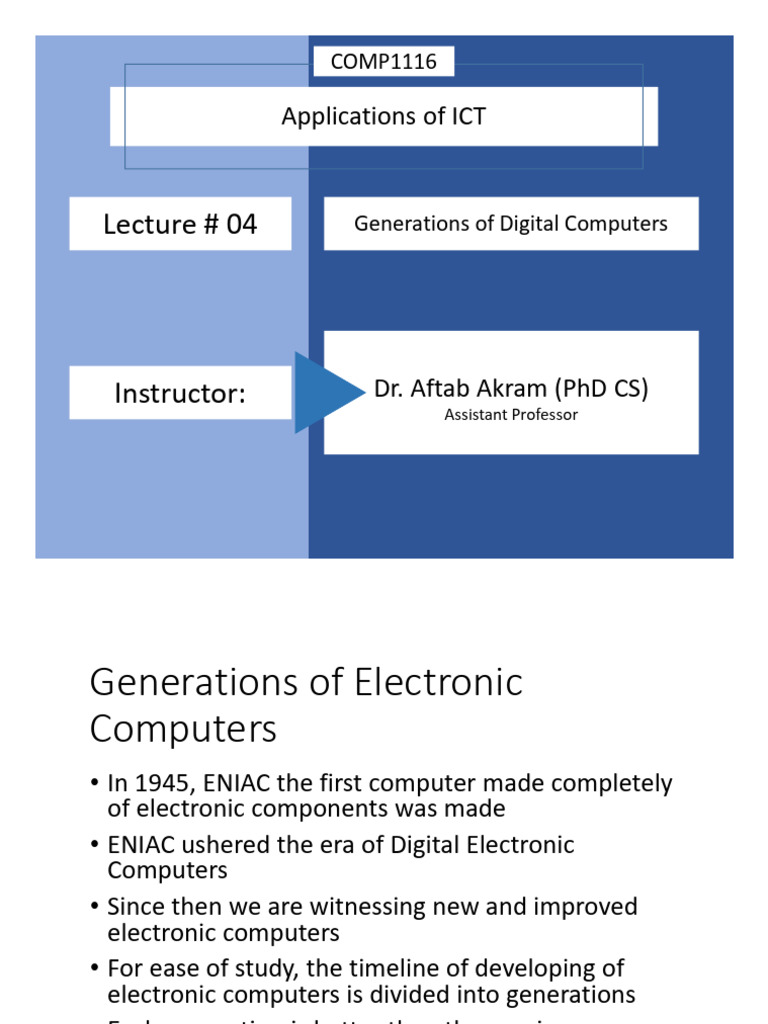 Lecture#4-Generation of Computers | PDF | Integrated Circuit | Vacuum Tube