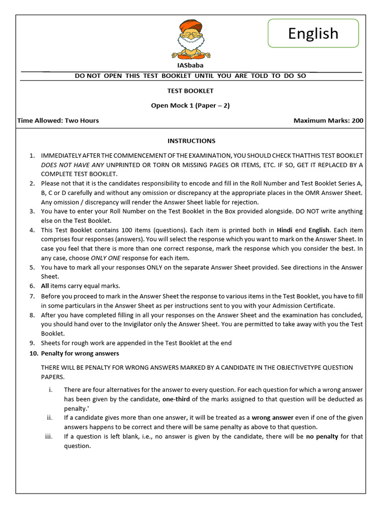 IASbabas-Open-Mock-1-Paper-2-English | PDF | Walmart | E Commerce