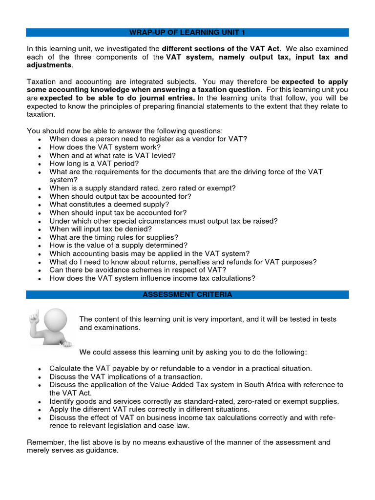 Wrap-Up of Learning Unit 1 and Assessment Criteria | PDF | Value Added ...