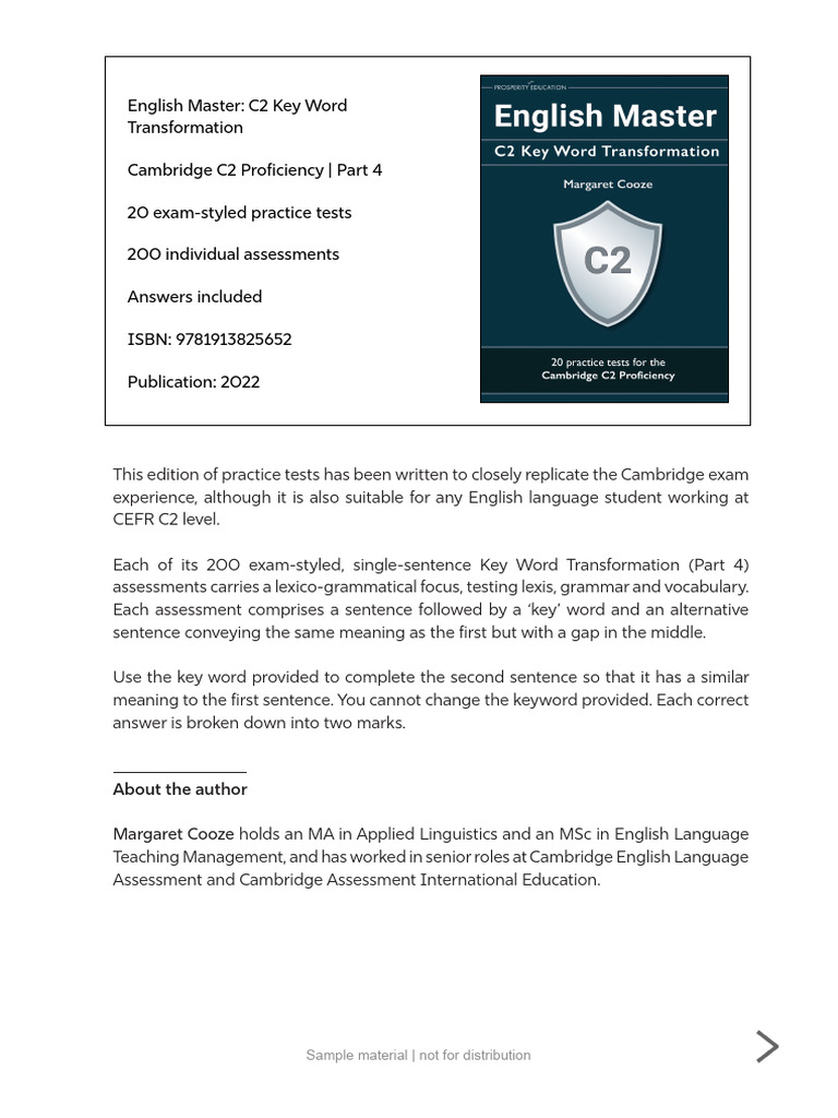 Cambridge c2 Key Word Transformation | PDF | Psycholinguistics | Learning