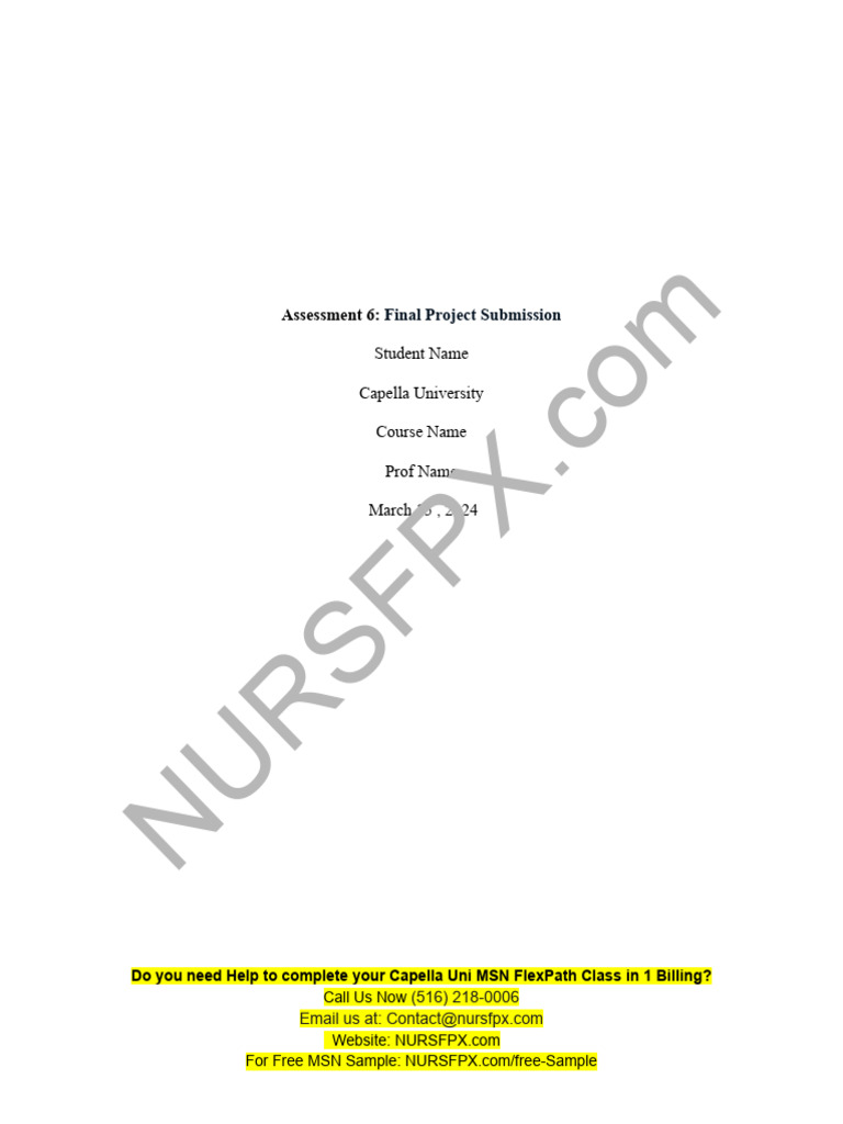 NURS FPX 6030 Assessment 6 Final Project Submission | PDF | Health Care | Patient