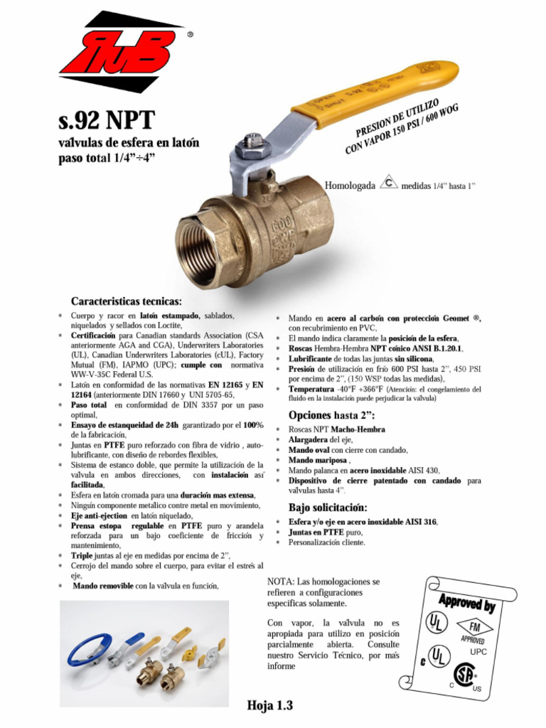 Ficha Tecnica Valvula Bonomi | PDF