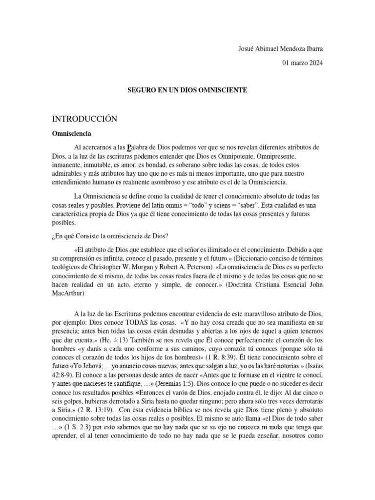La Omnisciencia de Dios | PDF | Dios | Salmos