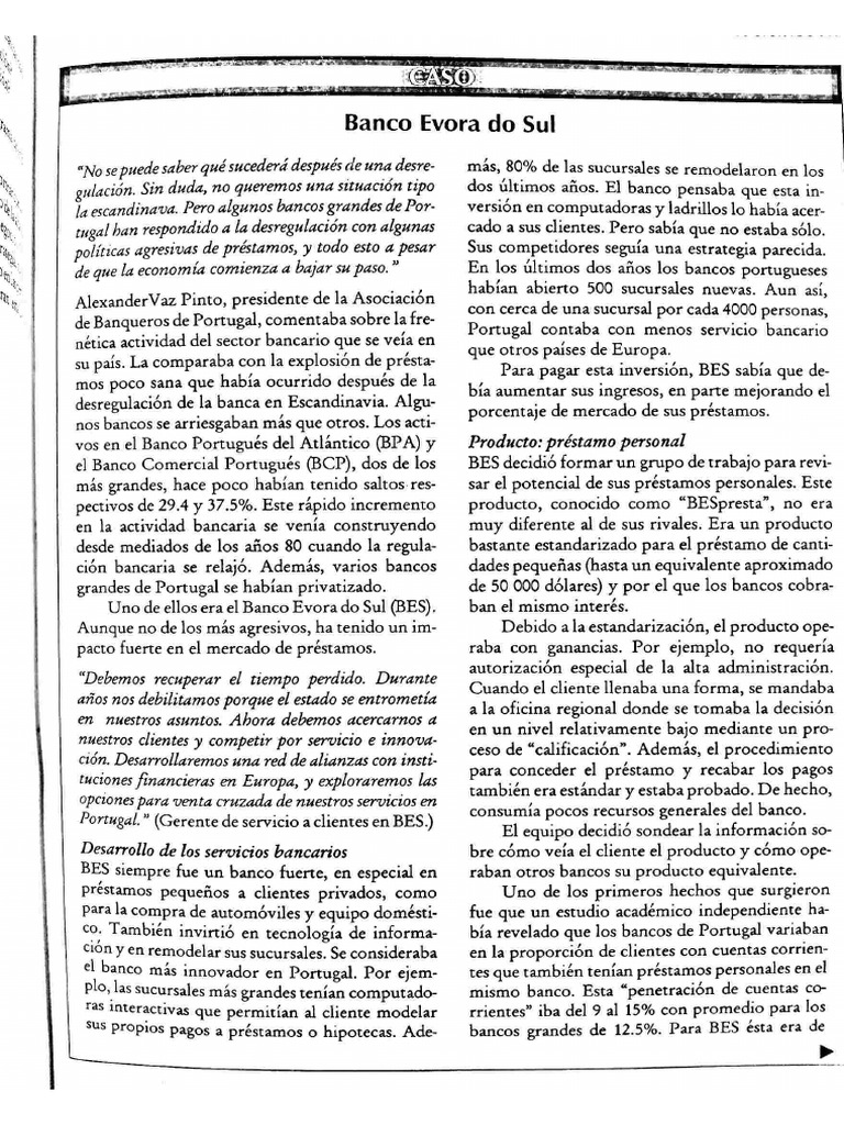 Caso Banco Evora Diagnostico | PDF
