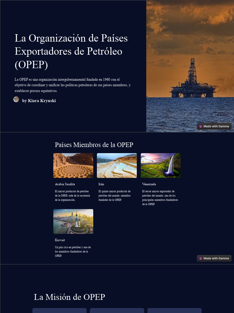 La Organizacion de Paises Exportadores de Petroleo OPEP | PDF | OPEP ...