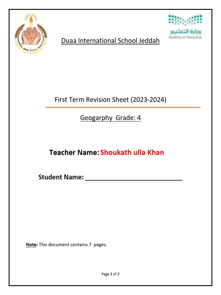 Grade 4 Geography Revision Sheet | PDF | Oil | Fossil Fuels