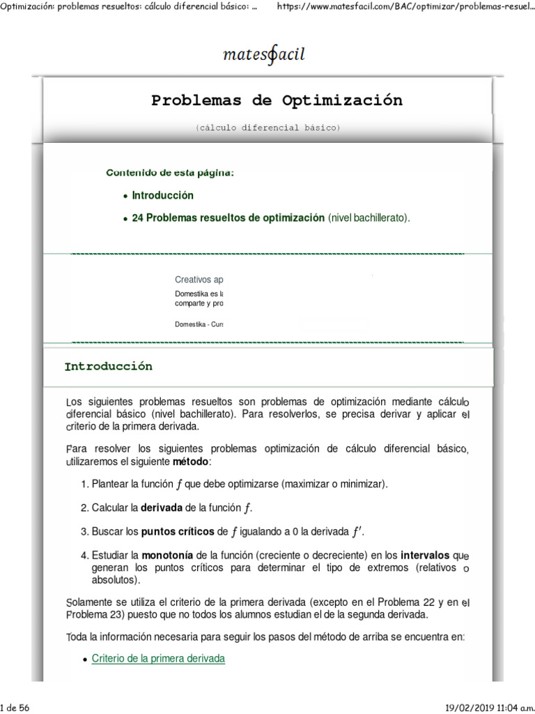 Optimización Problemas | PDF | Derivado | Optimización Matemática