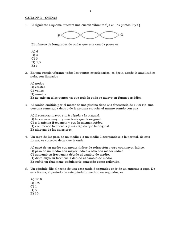 Guia Ejercicios-Ondas | PDF | Sonido | Olas