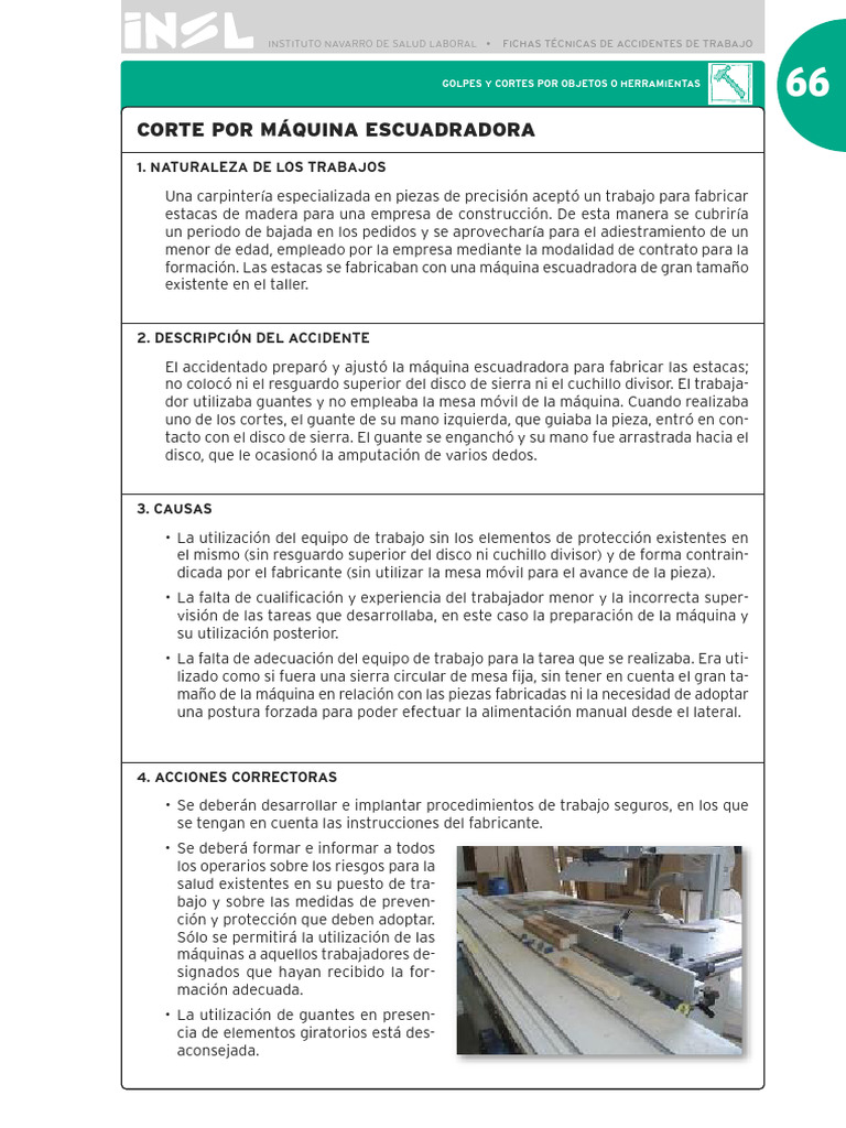 Accidente por Uso Incorrecto de Sierra | PDF | Guante | Seguridad y ...