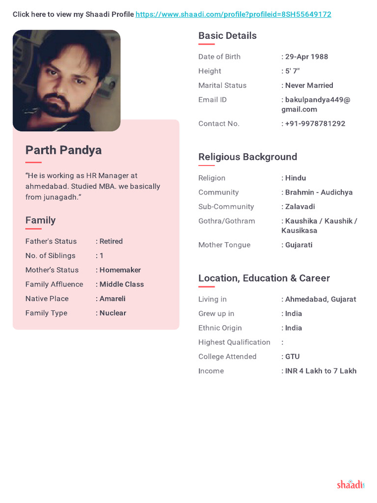 Parth Biodata | PDF
