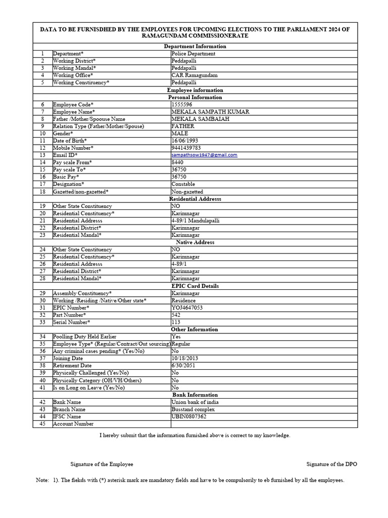 NIC Portal - Police Personnel Information | PDF