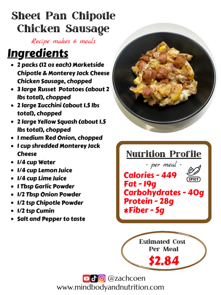 Sheet Pan Chipotle Chicken Sausage | PDF | Sausage | Grilling