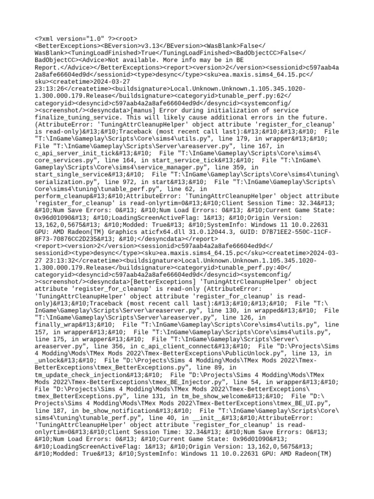 Sims 4 Desync Error Report Analysis | PDF | Graphics Processing Unit | Microsoft Windows
